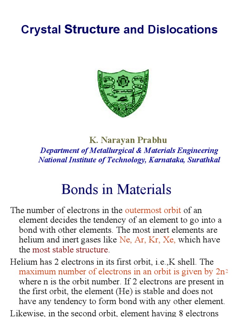 Crystal and Dislocations: Structure | PDF | Dislocation | Chemical Bond