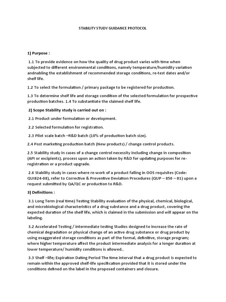 Stability Study Guidance Protocol | PDF | Shelf Life | Outlier