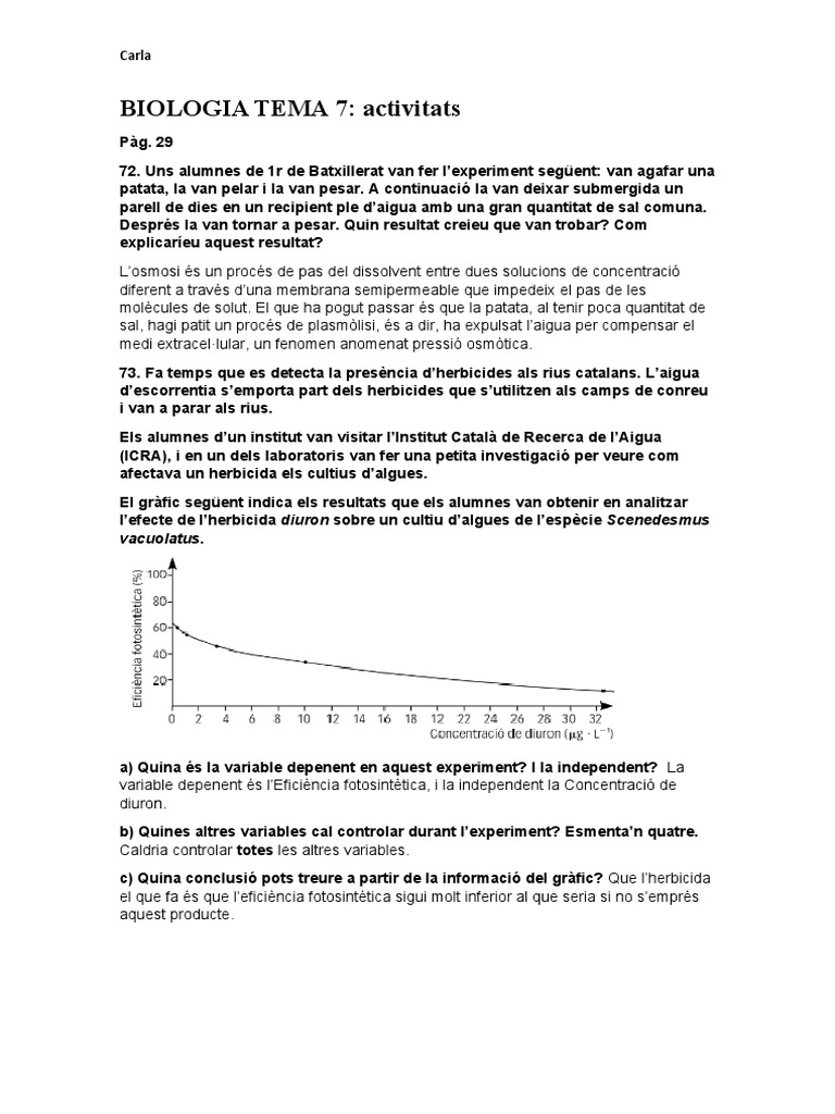 Biologia Tema 1 | PDF