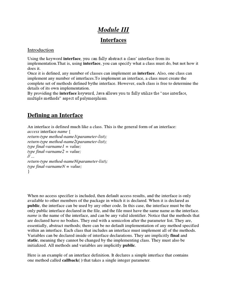 Interface Package 1 Pdf Class Computer Programming Method Computer Programming