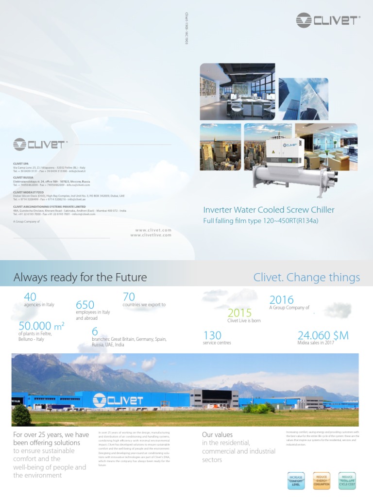 4.1 CLIVET - Inverter Water Cooled Screw Chiller (FFF) | PDF | Heat ...