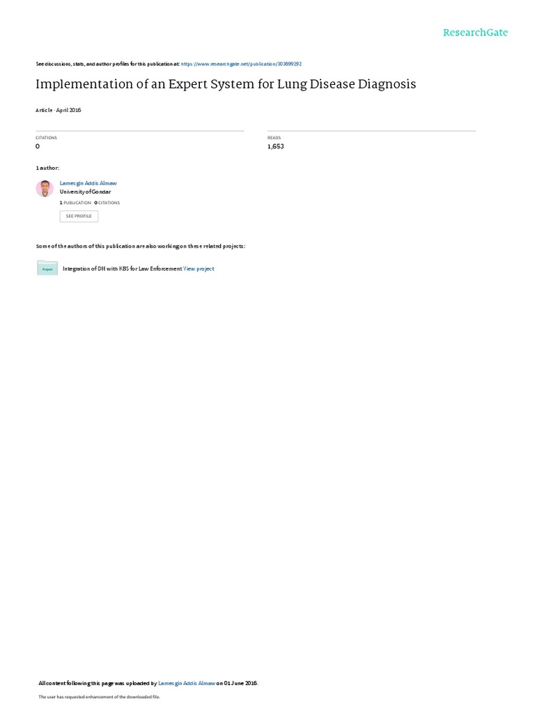 Expert System for Lung Diagnosis | PDF | Expert | System
