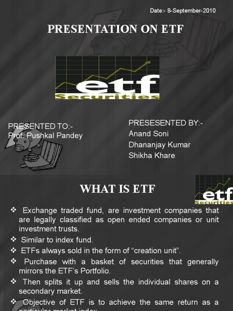 Presentation On Etf | PDF | Exchange Traded Fund | Stock Market Index