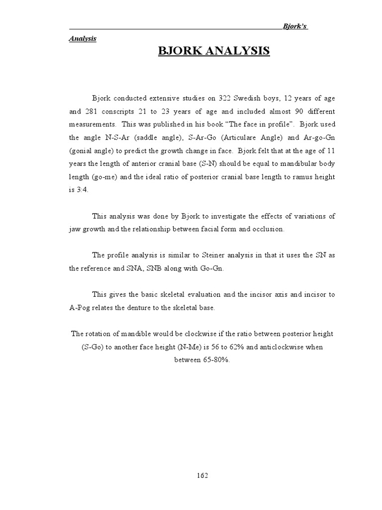 Bjork Analysis | PDF | Mouth | Dentistry Branches