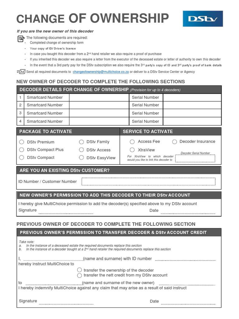 Change of Ownership Form 091020171 | Download Free PDF | Debit Card ...