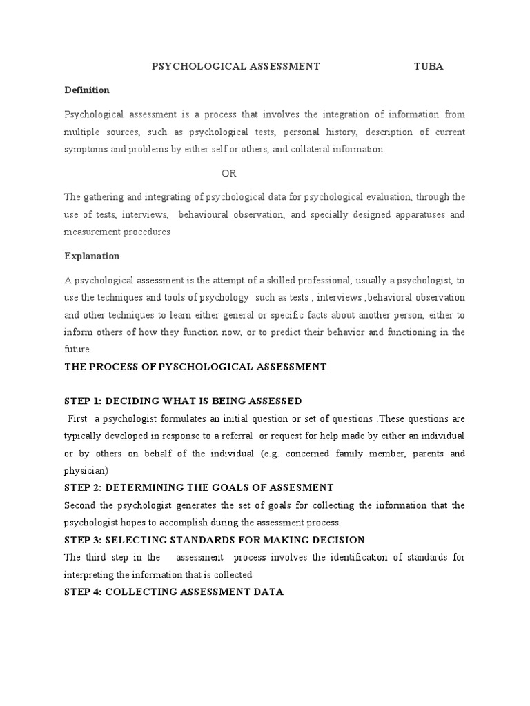 A Psychological Assessment | PDF | Psychological Evaluation ...