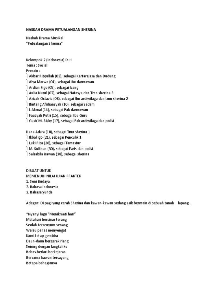Naskah Drama Petualangan Sherina | PDF