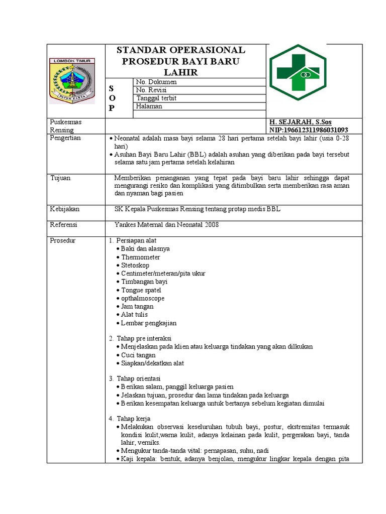 Sop Bayi Baru Lahir | PDF