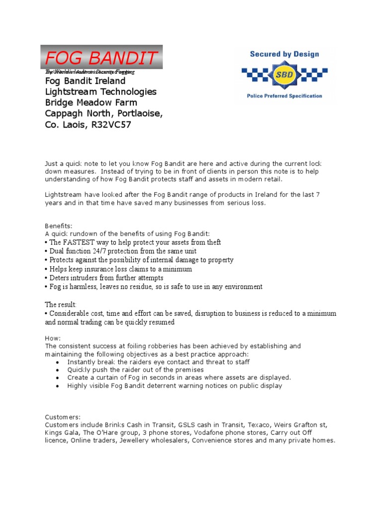 Fog Bandit: Fog Bandit Ireland Lightstream Technologies Bridge Meadow ...