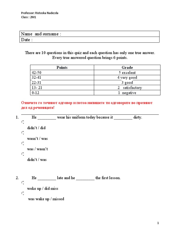 Past Simple Review | PDF