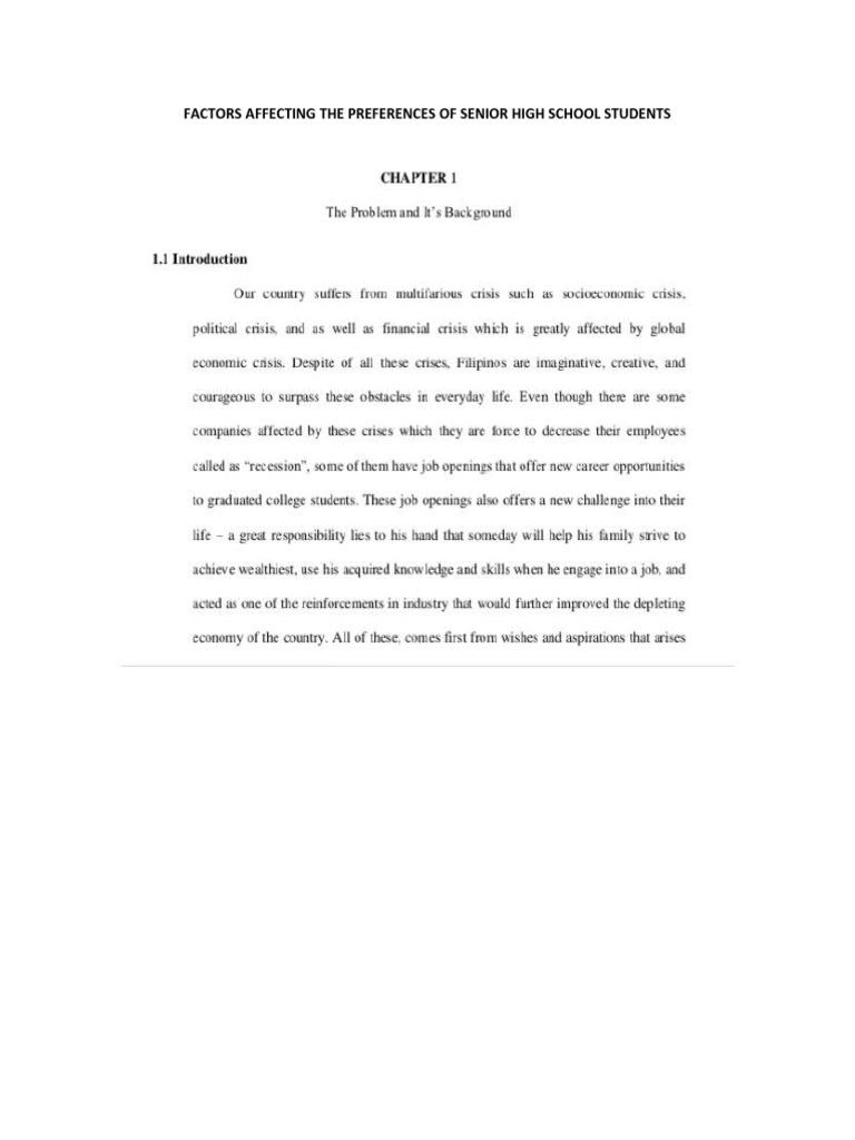 Senior High School Sample Thesis | PDF
