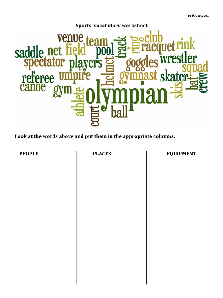 Sports Vocabulary Sorting | PDF | Foreign Language Studies