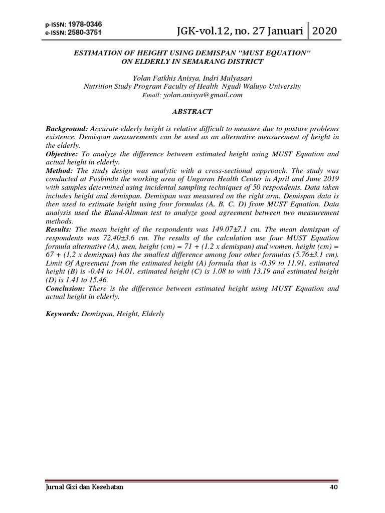 Validasi Antropometri Lansia | PDF