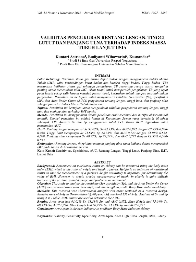 Validitas Pengukuran IMT Lansia | PDF | Pengembangan Diri | Sains ...