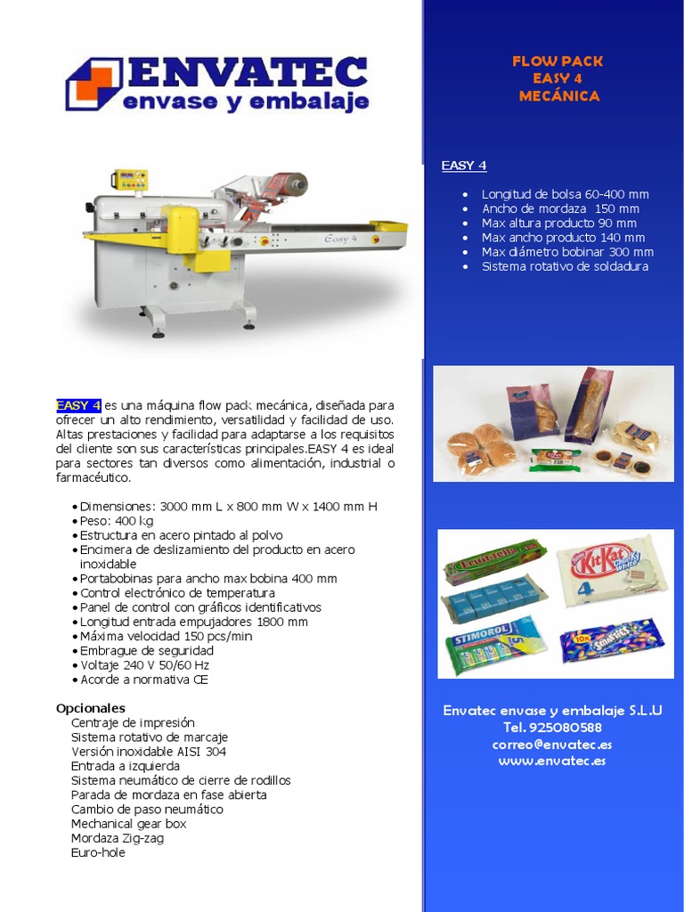 Máquina Flow Pack Easy 4: Ficha Técnica | PDF