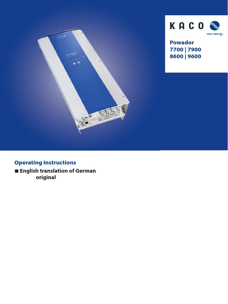 Powador 7700 - 7900 8600 - 9600: Original | PDF | Power Inverter ...