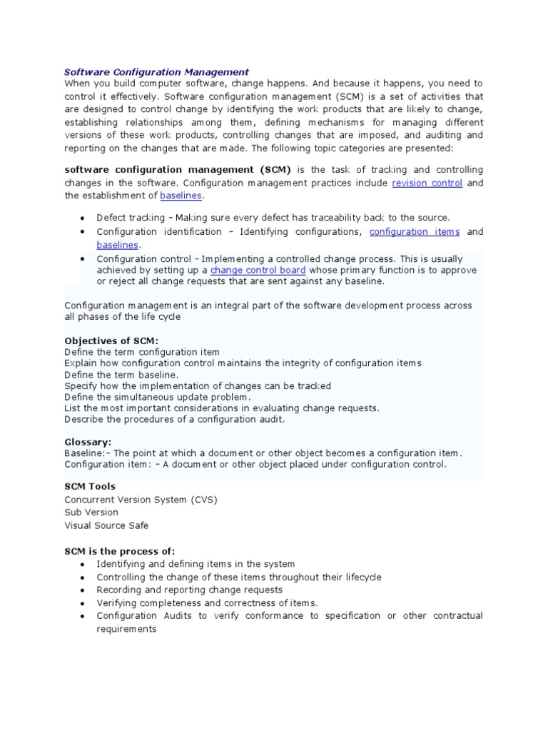 Software Configuration Management: Revision Control Baselines | PDF | Version Control ...