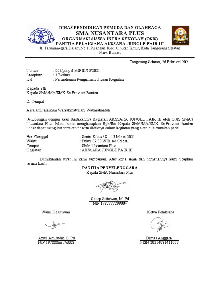 Surat Resmi - Erik Muhammad Winalda | PDF