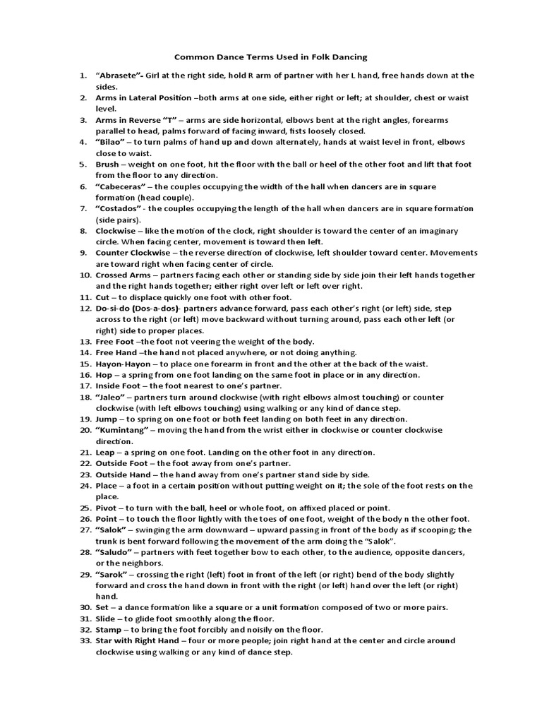 Common Folk Dance Terminology: A Comprehensive Glossary of Steps ...