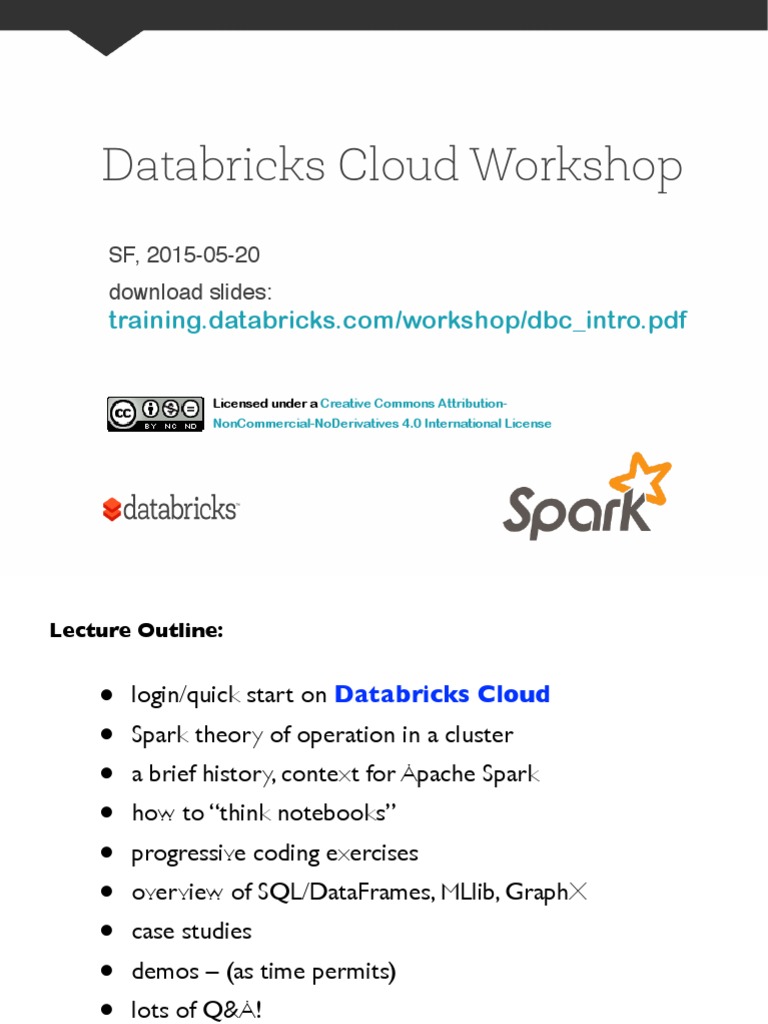 Databricks Cloud Workshop: SF, 2015-05-20! Download Slides | PDF ...