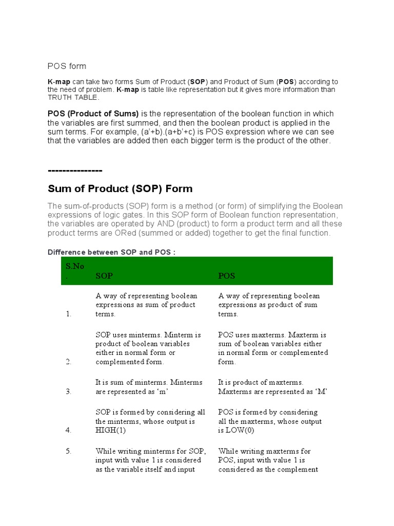 Sum of Product (SOP) Form | PDF | Logic Gate | Mathematical Logic