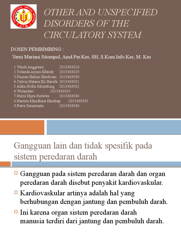 Other and Unspecified Disorders of The Circulatory System | PDF