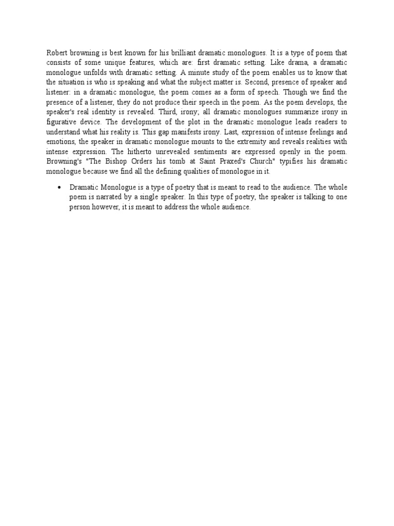 Robert Browning's Dramatic Monologues | PDF