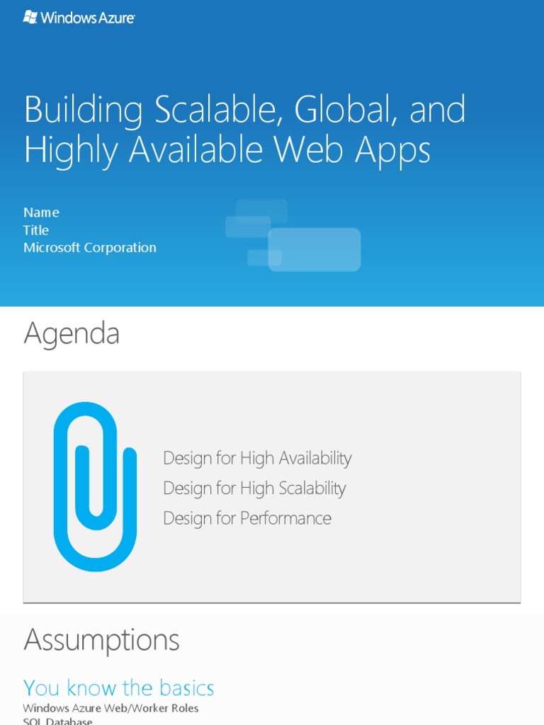 Building Scalable, Global, and Highly Available Web Apps: Name Title ...