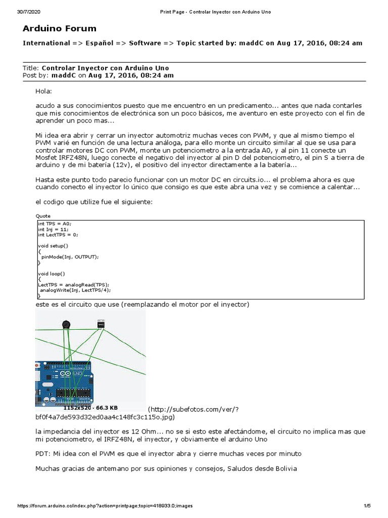 Print Page - Controlar Inyector Con Arduino Uno | PDF | Arduino | Electromagnetismo