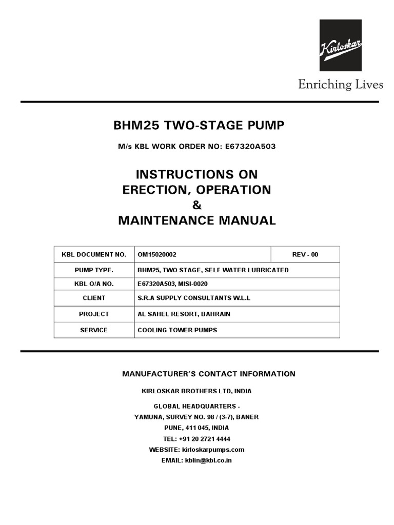 Iom Vertical Turbine Pump | PDF | Bearing (Mechanical) | Pump