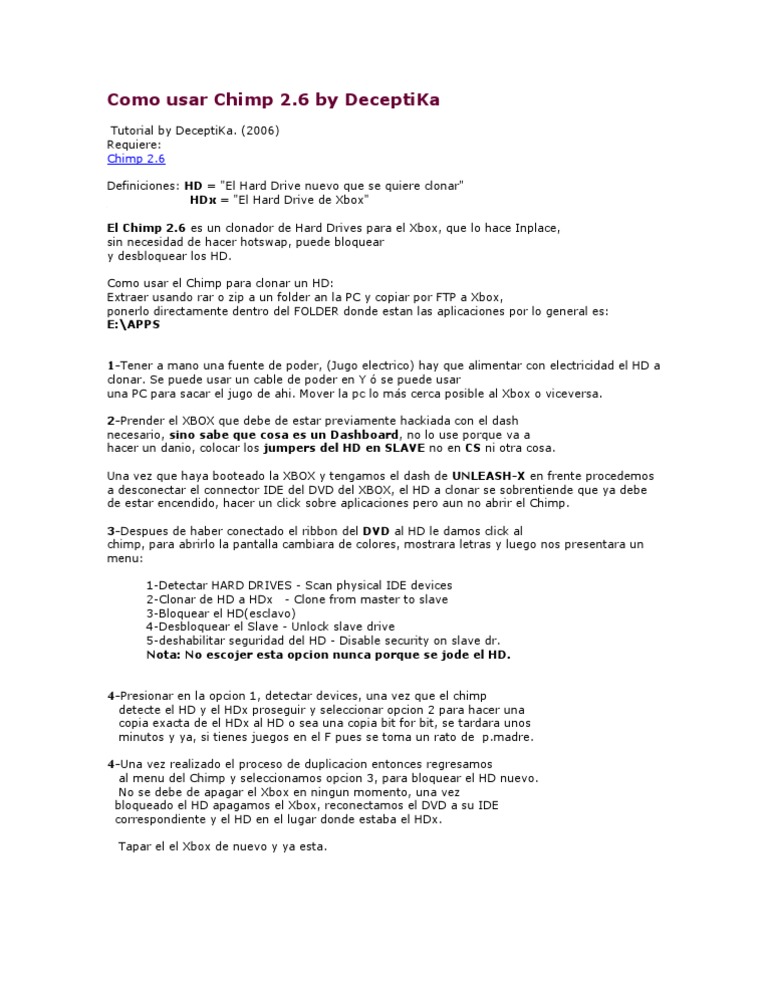 Como Usar Chimp (XBOX) | PDF