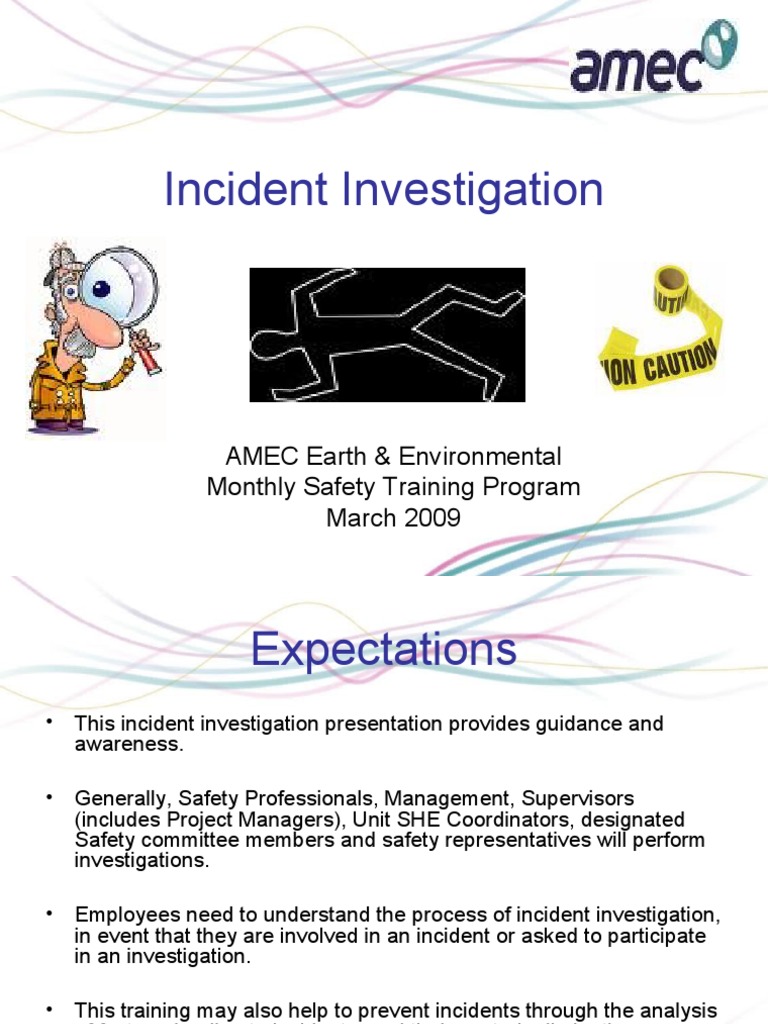 Incident Investigation: AMEC Earth & Environmental Monthly Safety ...