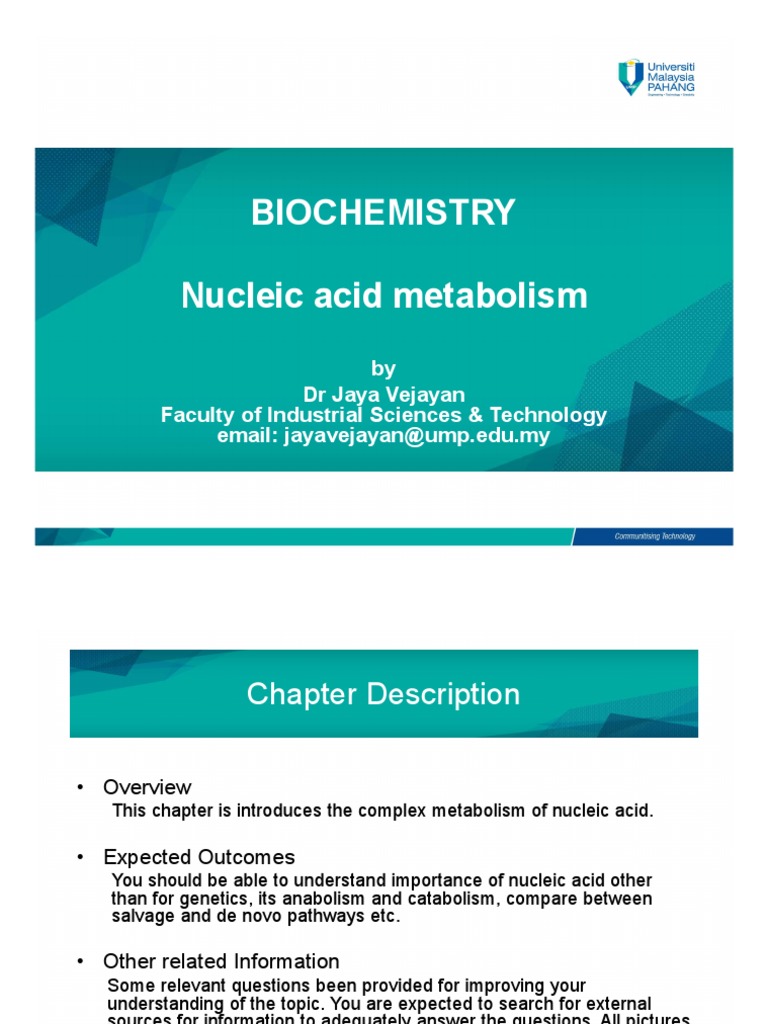 Nucleic Acid Metabolism | PDF | Nucleotides | Biosynthesis
