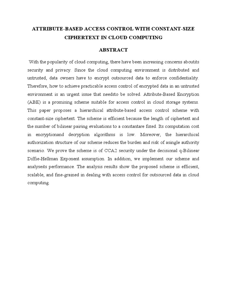 Attribute-Based Access Control With Constant-Size Ciphertext in Cloud Computing | Download Free ...