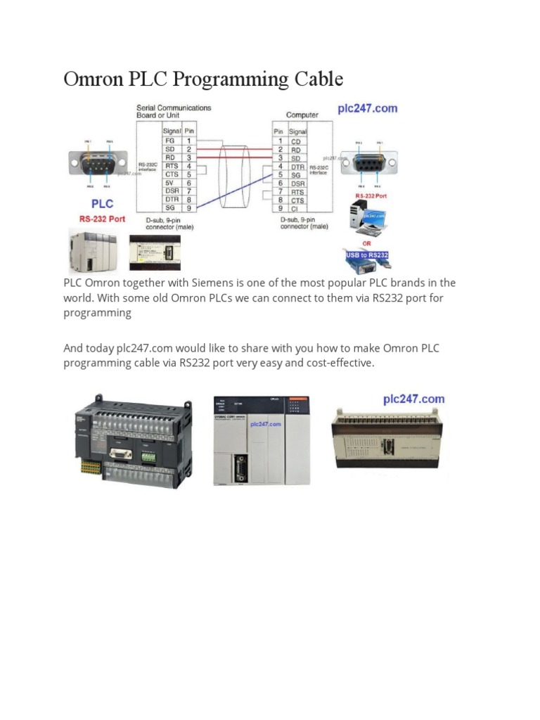 Omron PLC Programming Cable