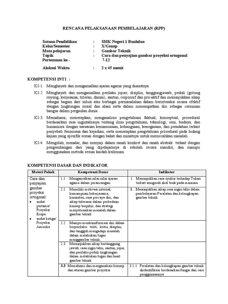 RPP Gamtek Kelas X TKR & TOT | PDF | Teknologi & Rekayasa