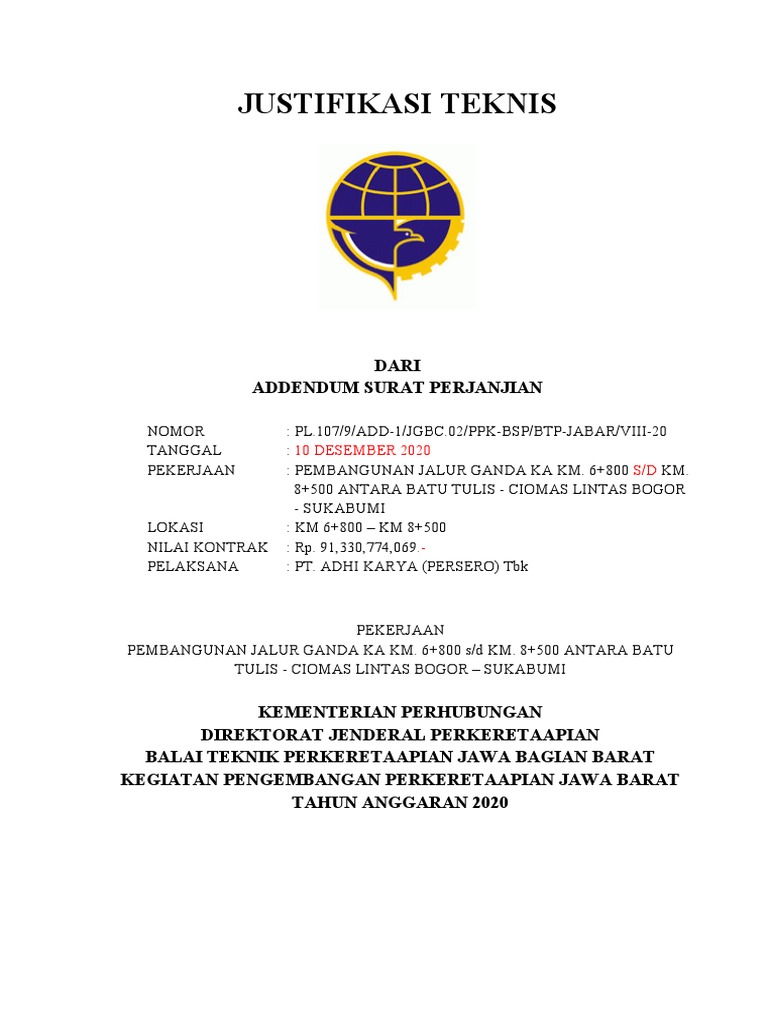 Justifikasi Teknis Addendum Revisi 2 | PDF