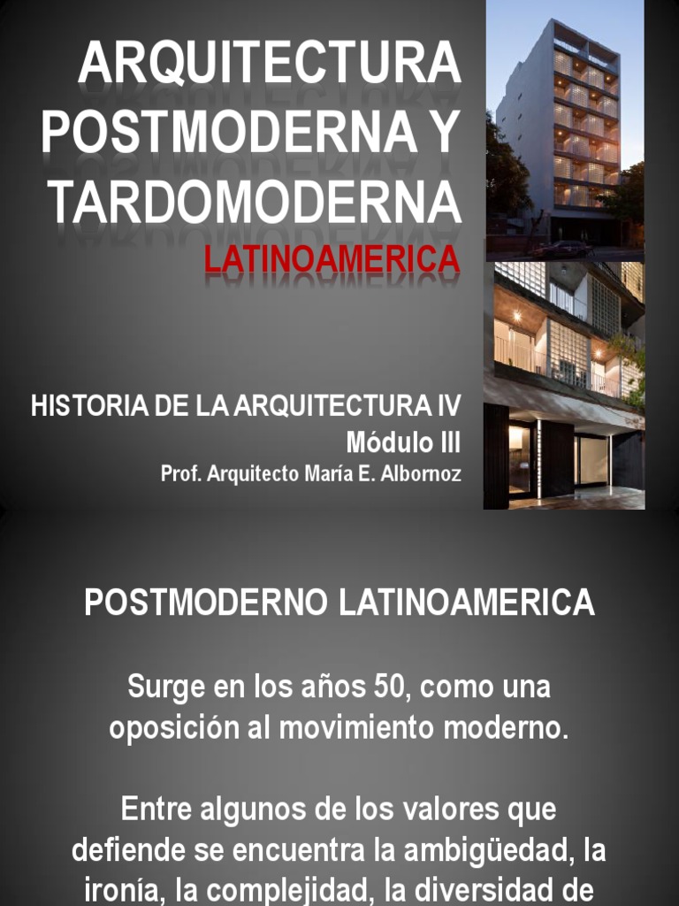 ARQ POSTM-TARD LATINOAMERICA Prof Maria Albornoz | PDF