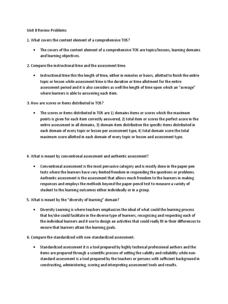 Comprehensive Tos | PDF | Educational Assessment | Level Of Measurement