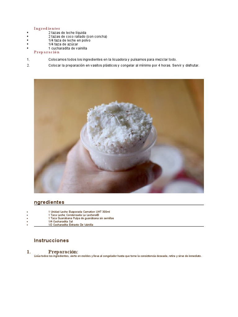 Instrucciones para Preparar Helados Cremosos | PDF | Crema | Helado