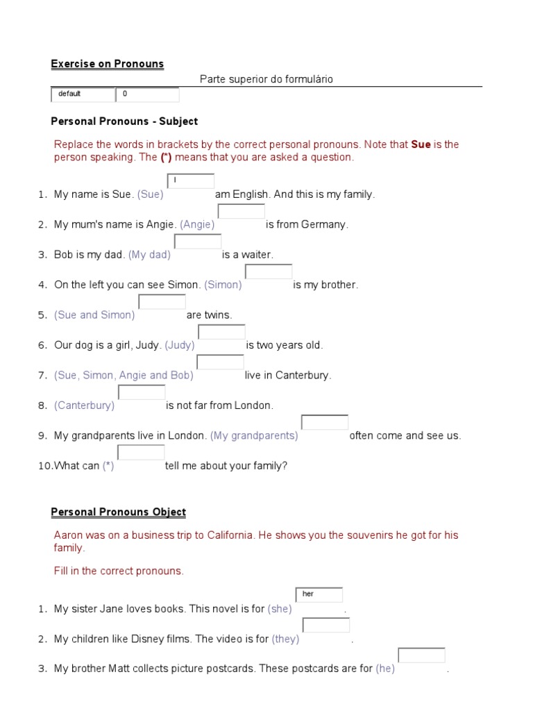 Pronoun Exercises for English Learners | PDF | Little Red Riding Hood ...