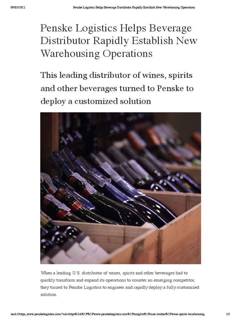 Penske Logistics Helps Beverage Distributor Rapidly Establish New ...