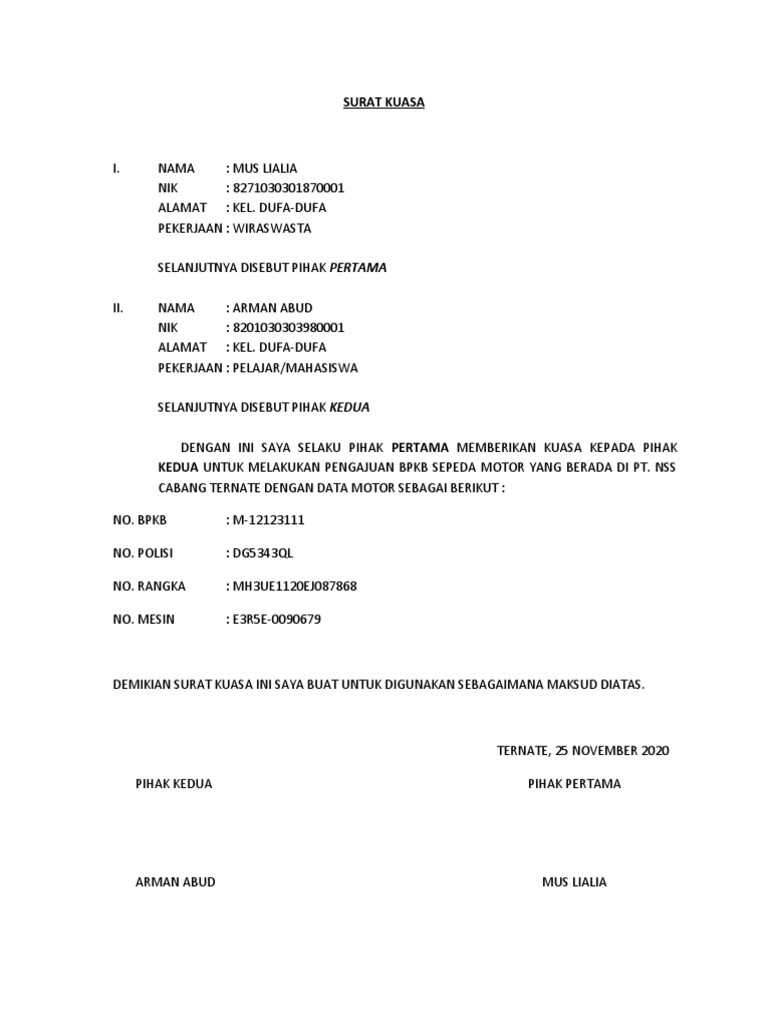 Surat Kuasa (Mell) | PDF