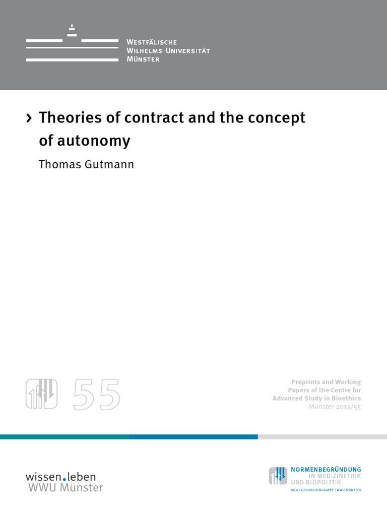 Theories of Contract and The Concept of Autonomy: Thomas Gutmann | PDF ...