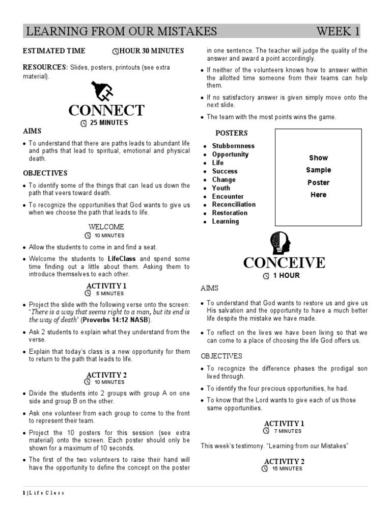 Connect: Learning From Our Mistakes Week 1 | PDF | Born Again ...