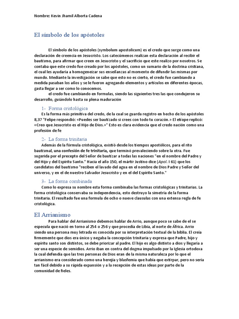 El Símbolo de Los Apóstoles | PDF | arrianismo | Trinidad