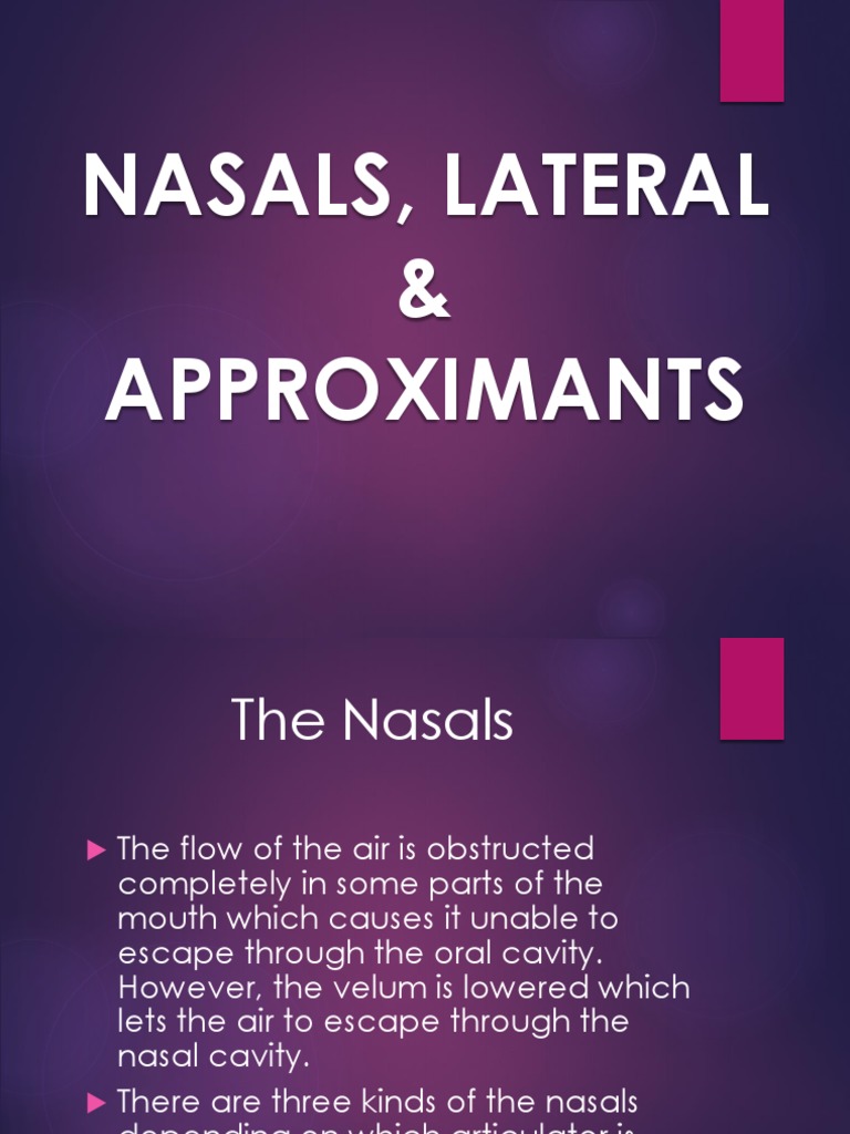Nasal, Lateral, Approximants | Download grátis PDF | Consonant | Oral Communication