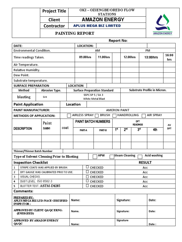 OKI – OZIENGBE/OREDO FLOW STATIONS PAINTING REPORT | PDF | Paint ...