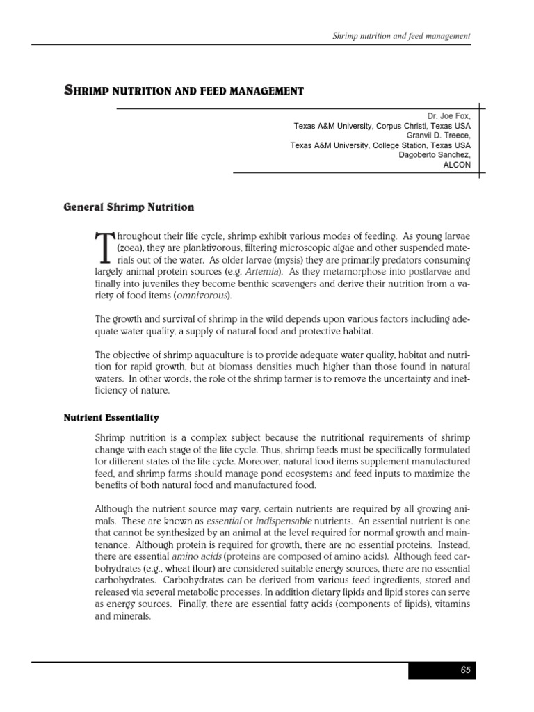 Shrimp Nutrition and Feed Management | PDF | Nutrients | Carbohydrates