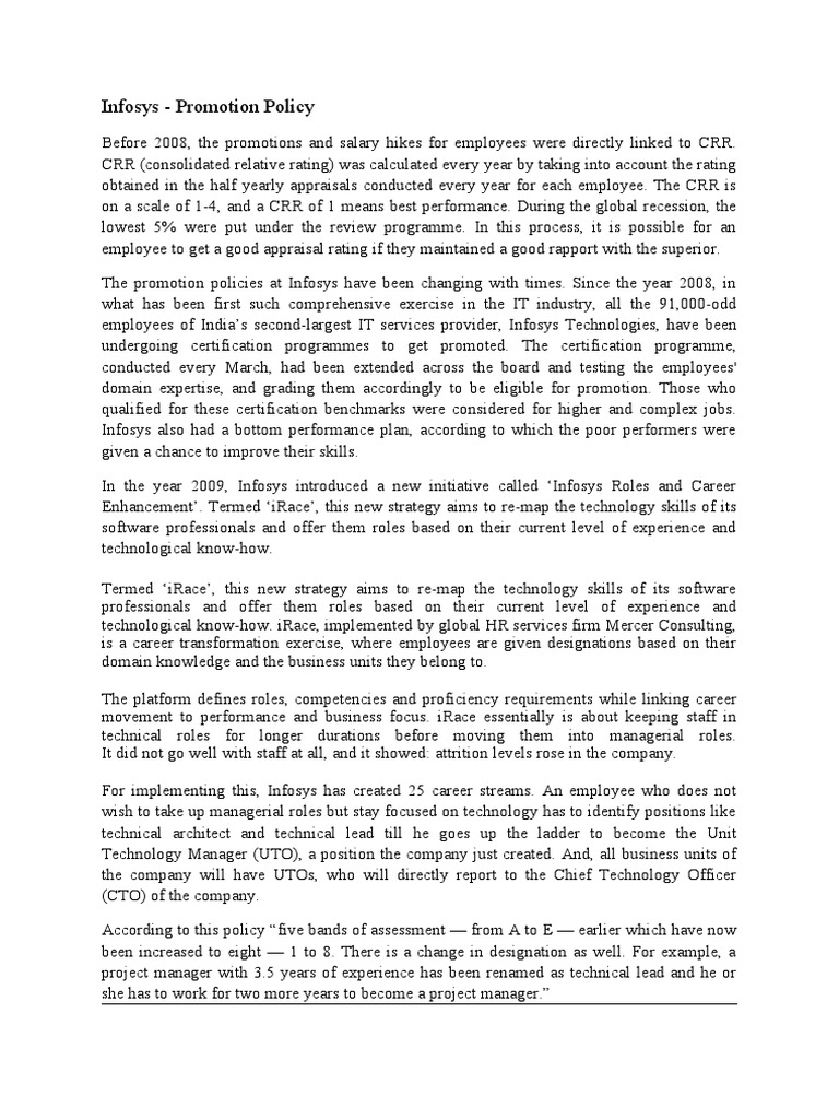 Infosys Promotion Policy Overview | PDF | Economies | Business